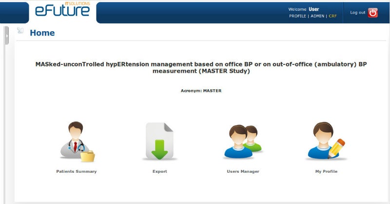 eCRF and custom web platforms for patient data and clinical trials