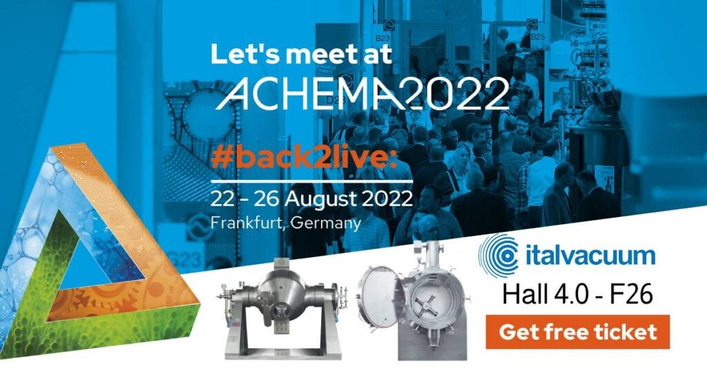 Italvacuum at ACHEMA Conference 2022, Booth F26 in Hall 4.0 ...